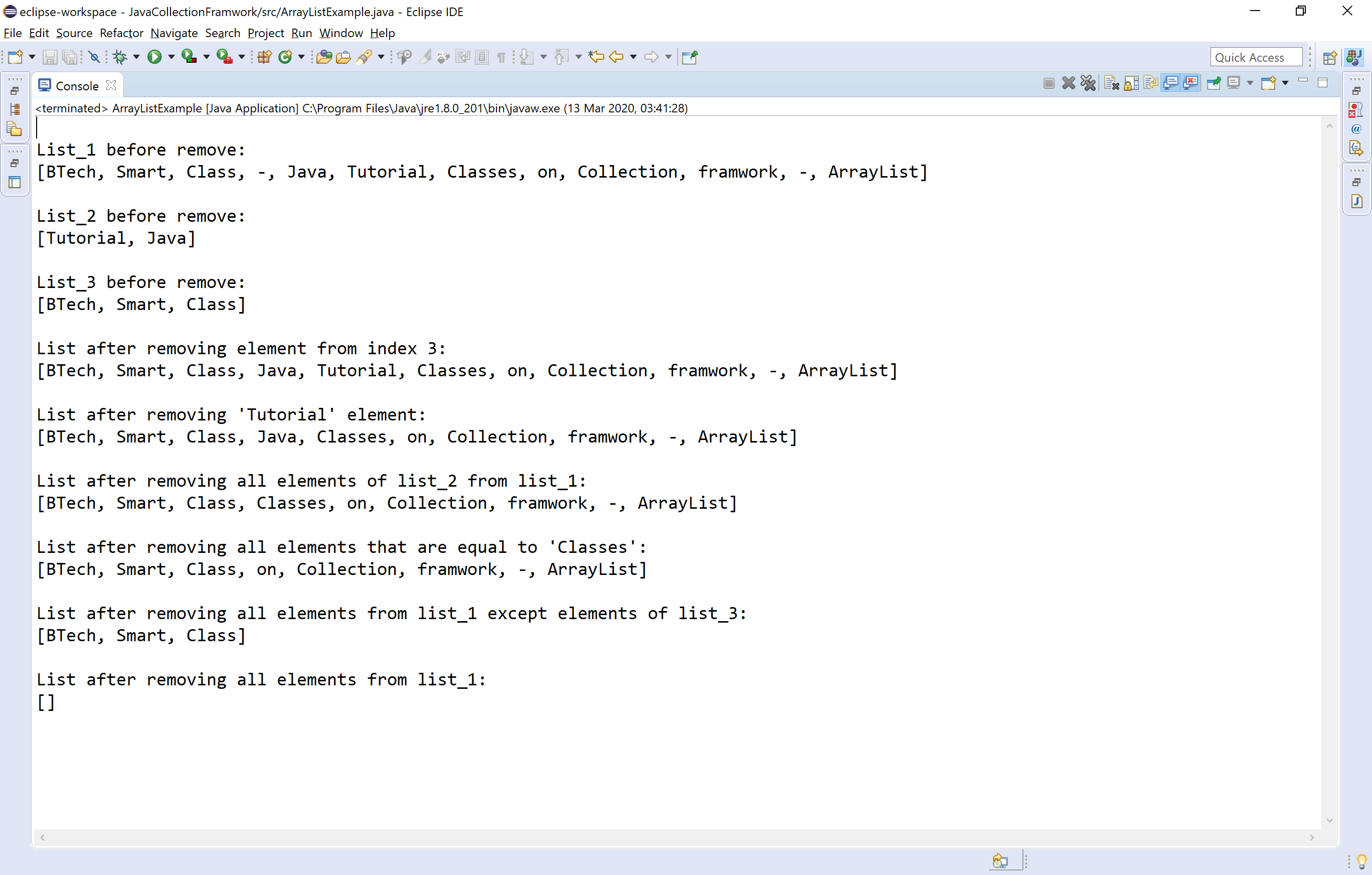 Java Tutorials ArrayList Class Collection Framework