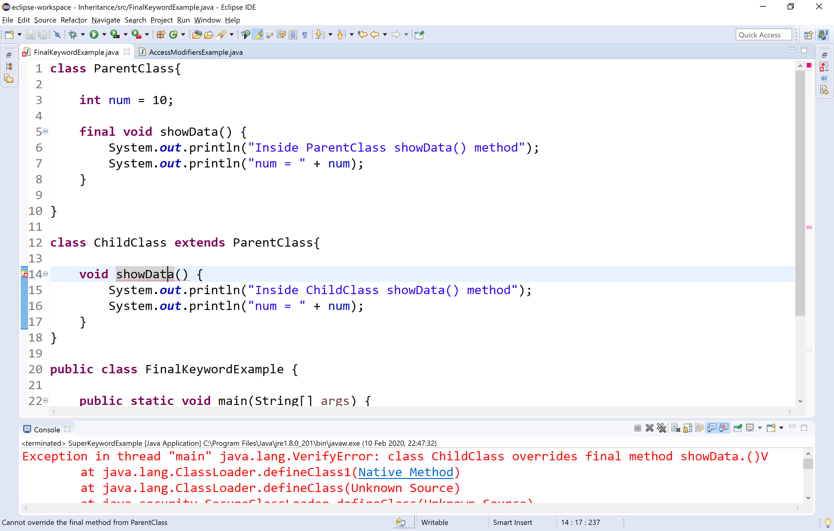 Java Tutorials Final Keyword