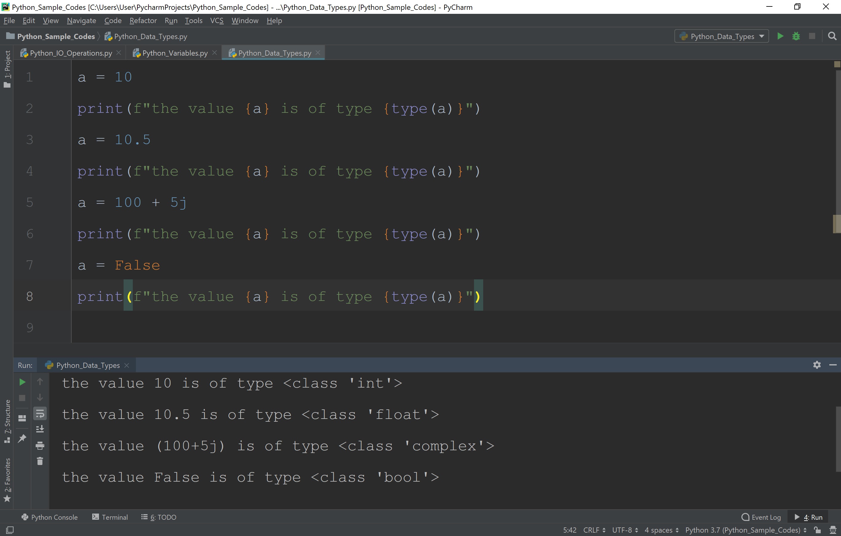 Python Tutorials - Data types | integer, floating point, string, list, tuple, dict, set
