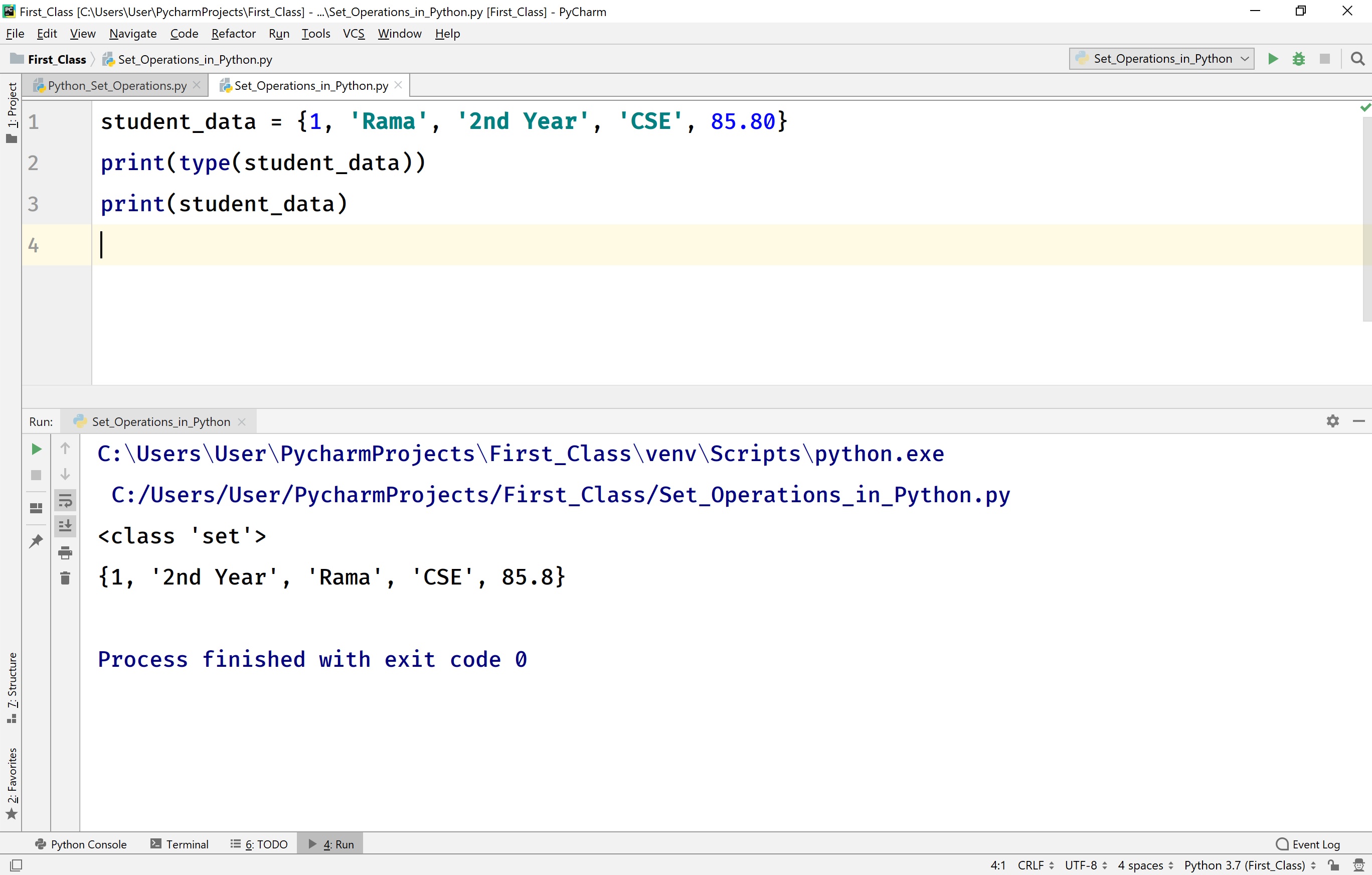 Python Tutorials Set Data Structure Data Types